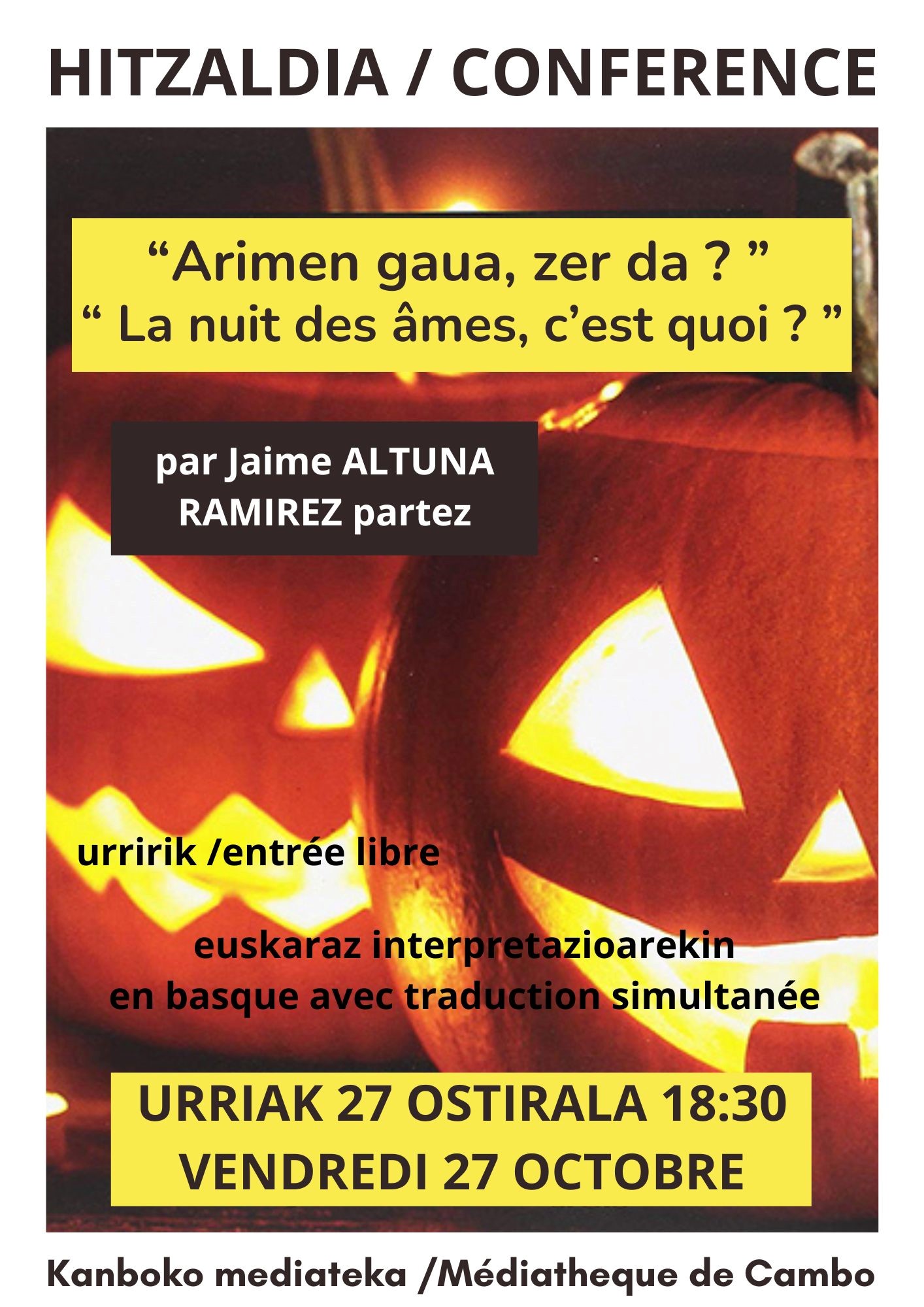 Conférence : « Arimen Gaua, zer da ? – La nuit des âmes, c’est quoi ...